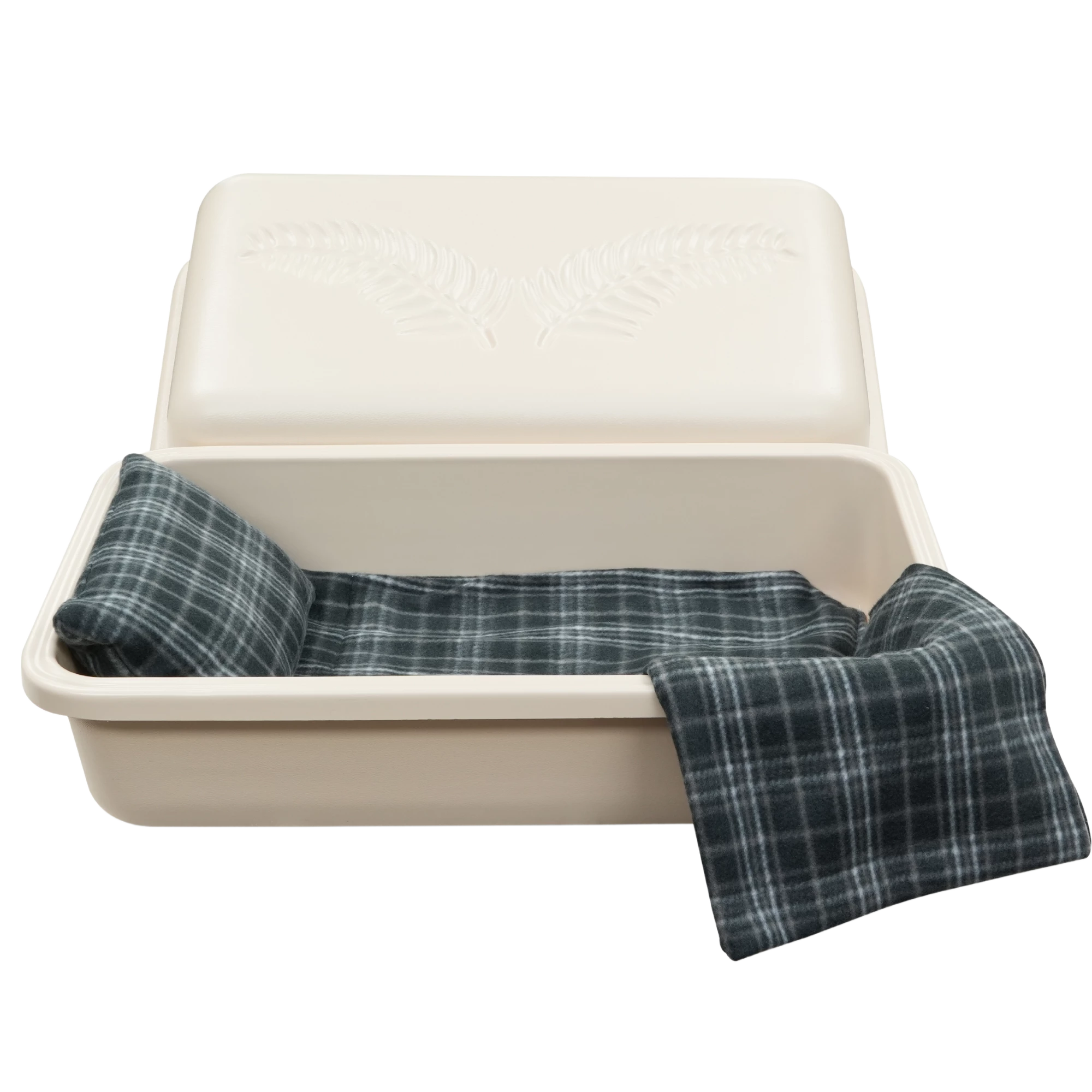 Only $189 - Almond Pet Casket With Grey Plaid Interior For Your Pet ...