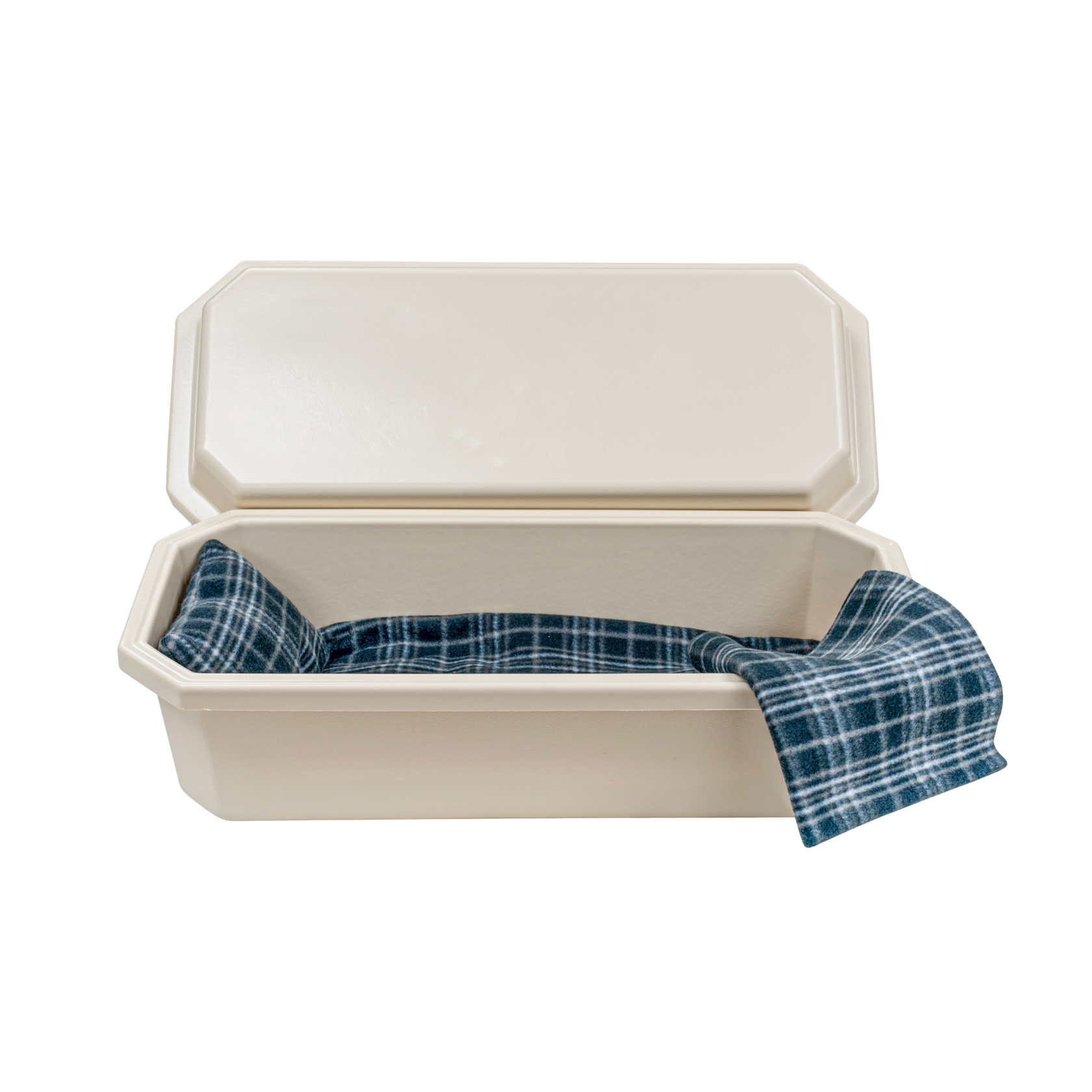 Only $189 - Almond Pet Casket With Grey Plaid Interior For Your Pet ...