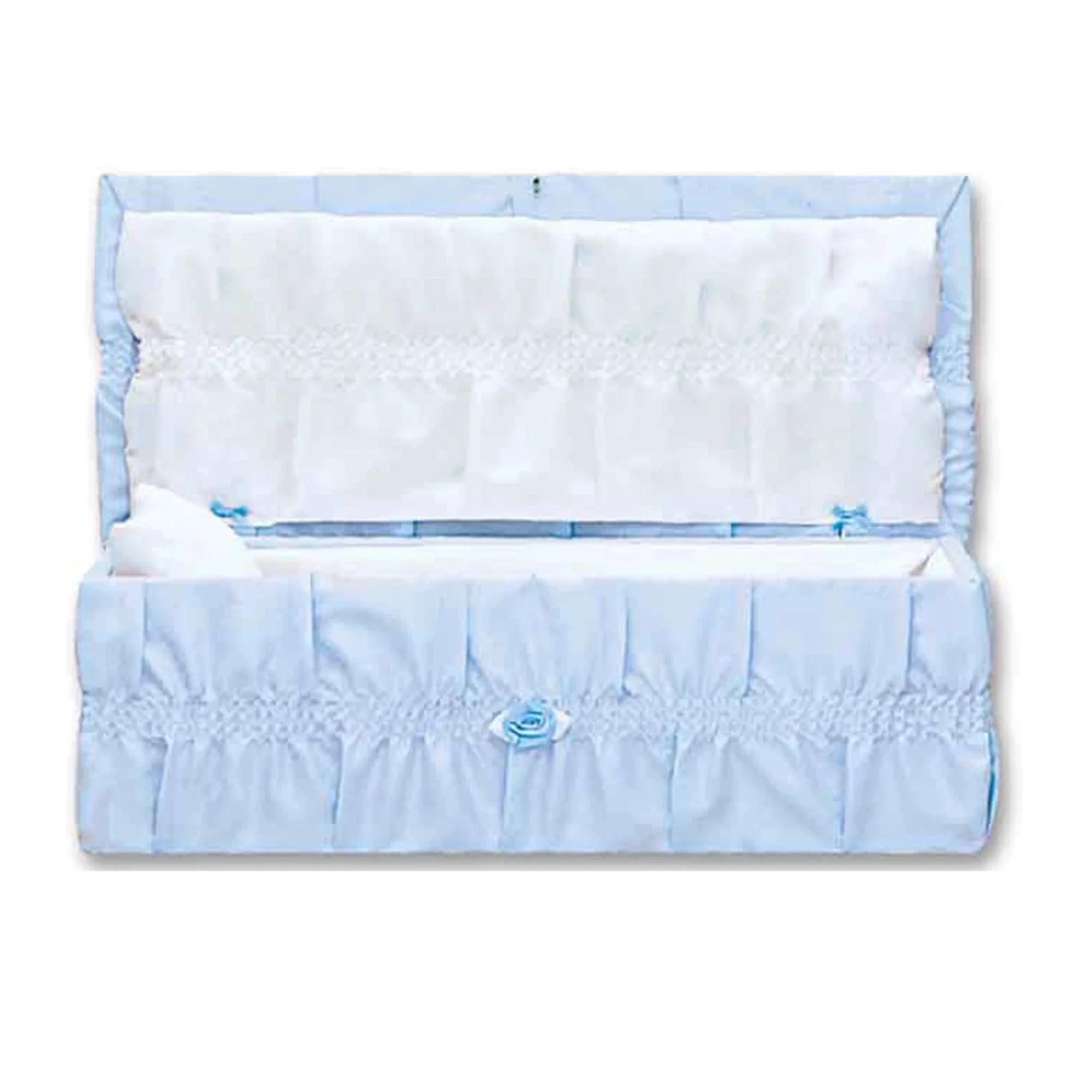 Standard Cloth-Covered Wood Pet Casket | Blue Crepe – Titan Casket | Pet