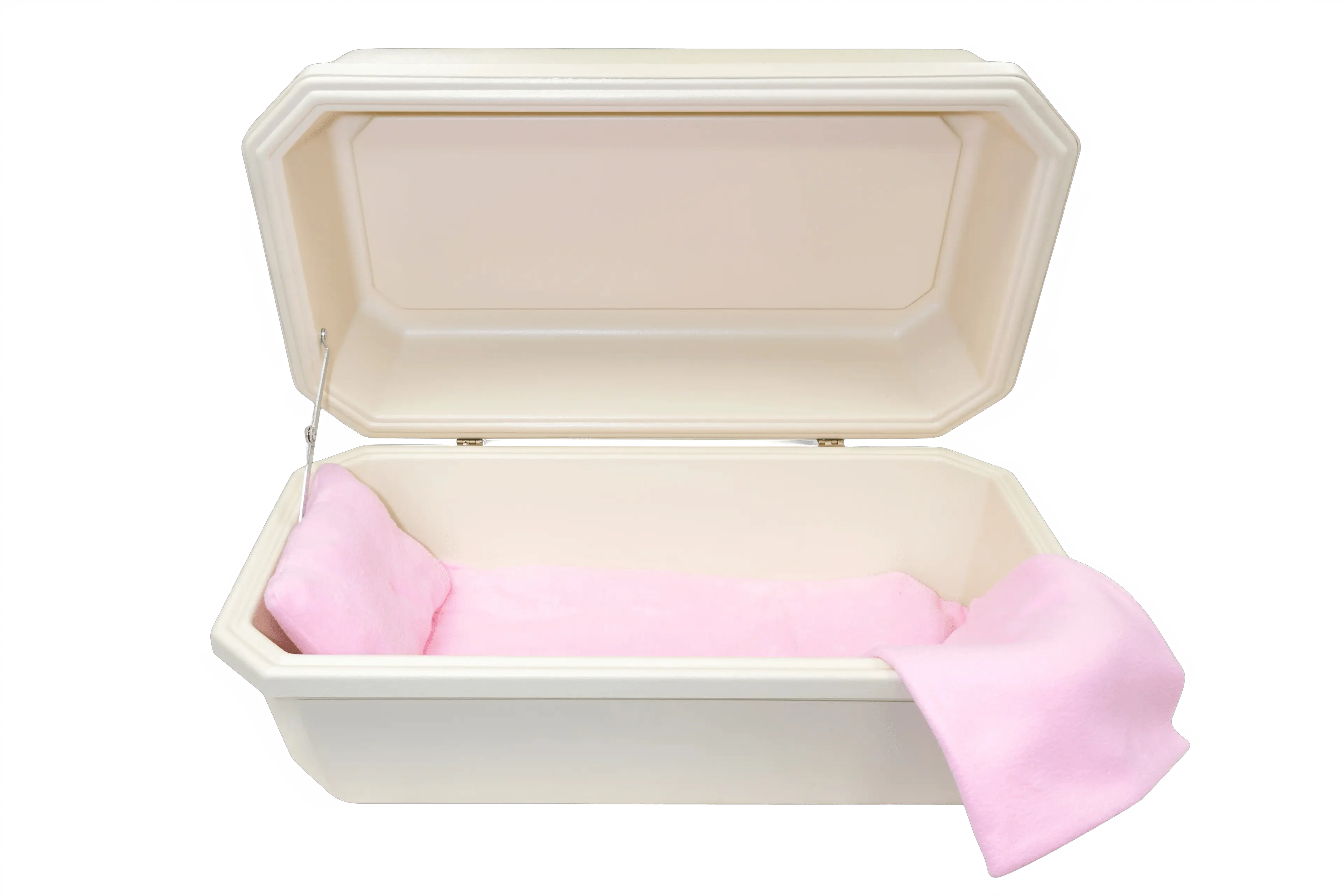Only $249- Almond Pet Casket With Pink Interior for your cat and dog ...